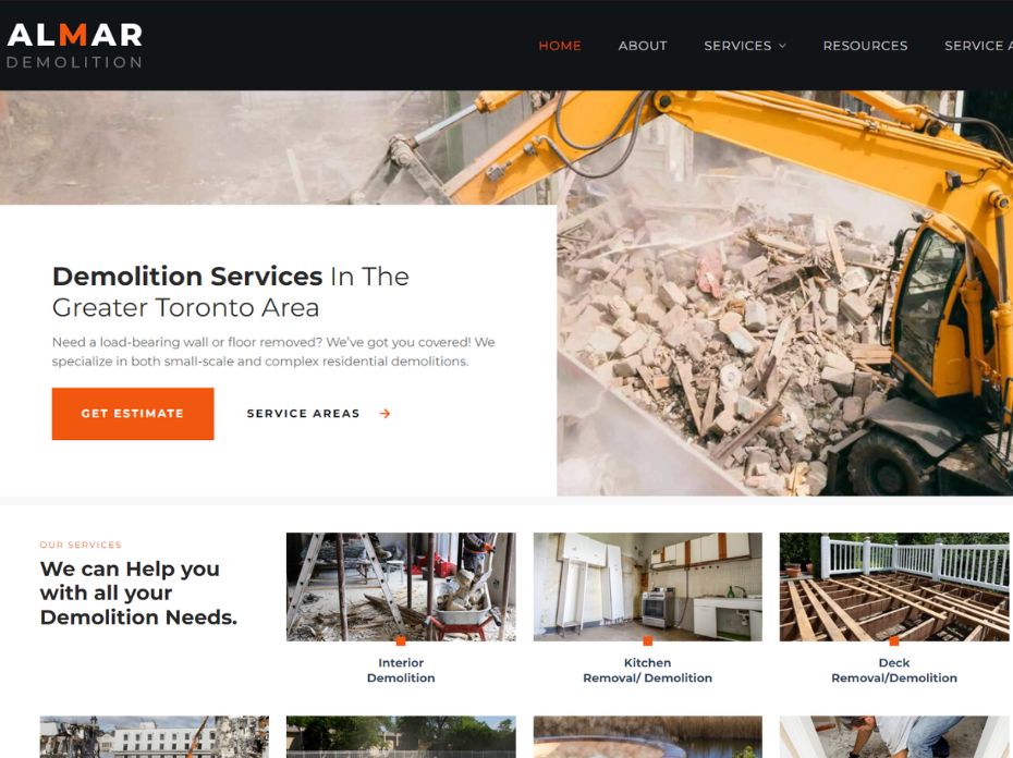 Lead Generation Website For ALMAR Demolition | Gilmedia